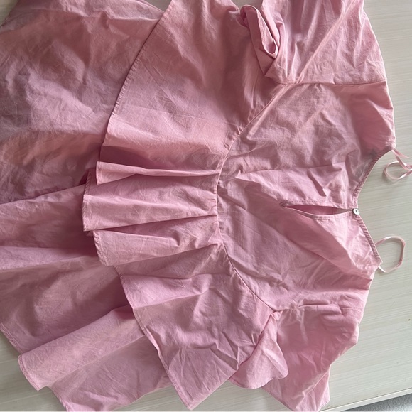 Zara | Tops | Zara Baby Pink Blouse With Double Ruffle | Poshmark
